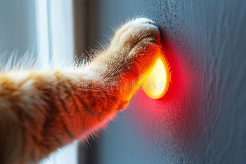 Cats Paw Pressing Touch Button Pets Interaction Technology Stock Photos ...