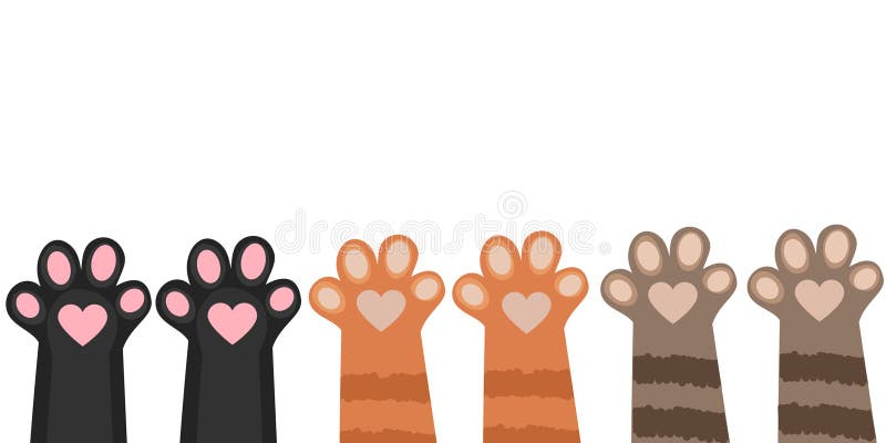 Set of Cute Cat Paws. Vector Stock Vector - Illustration of brown ...