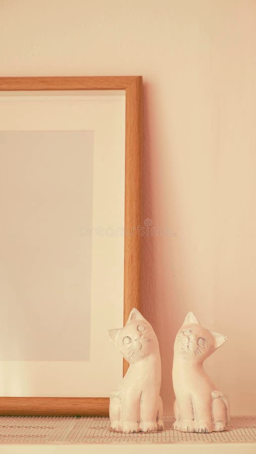 The Cats with Photo Frame on White Background Stock Photo - Image of ...