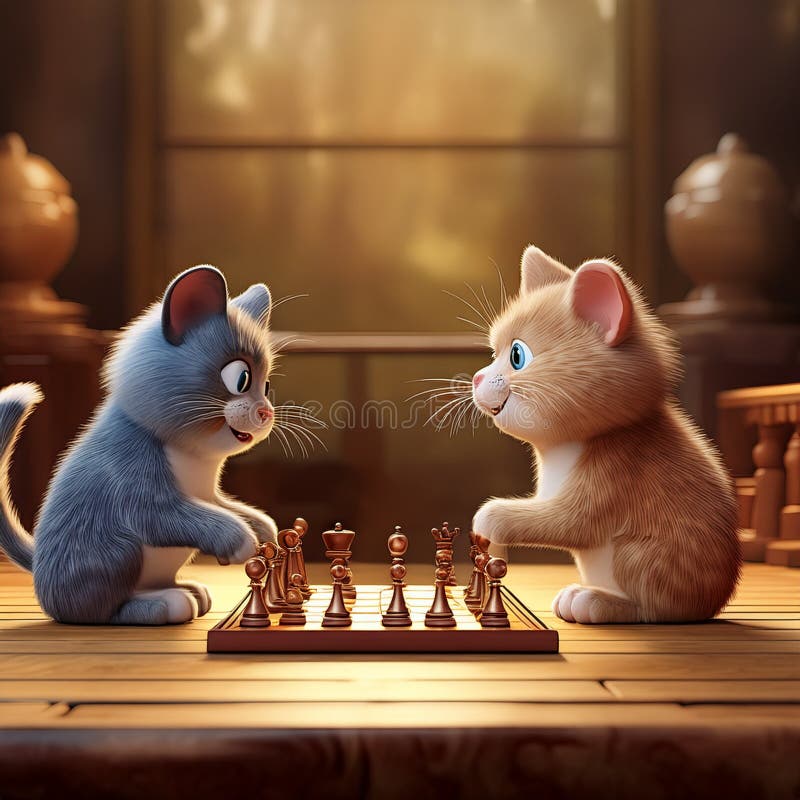 Two Cats are Playing on the Floor, AI Stock Image - Image of animals ...