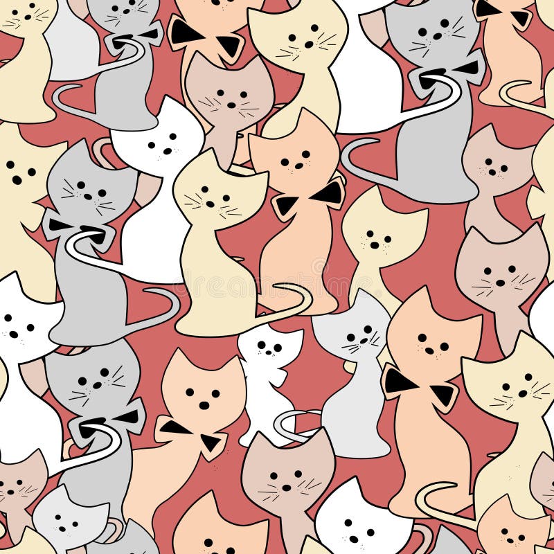 Cats seamless cute pattern stock illustration. Illustration of kitty ...