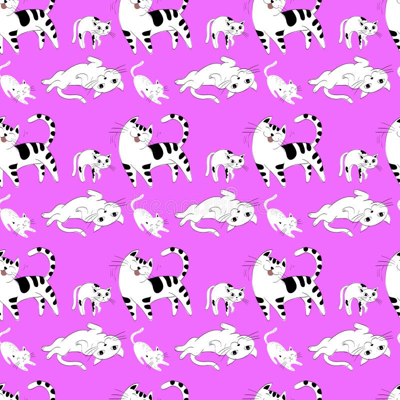 Cats Seamless Pattern Design Stock Vector - Illustration of trendy ...