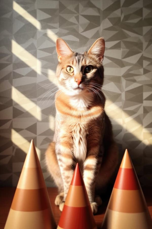 Cats Shadow Perfectly Aligned with a Geometric Pattern Stock ...