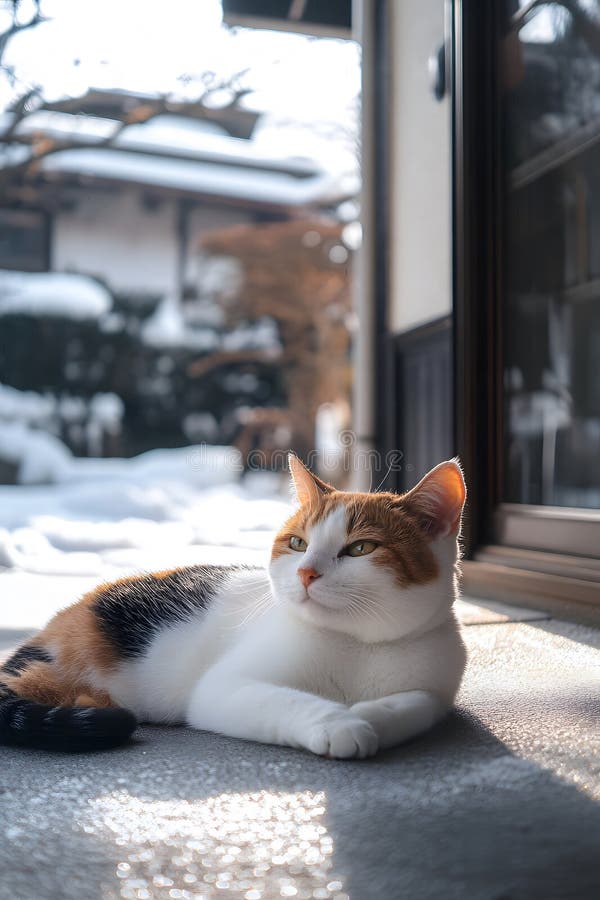 Cats Sunbathing on a Patio Captured in High Resolution with a Warm and ...