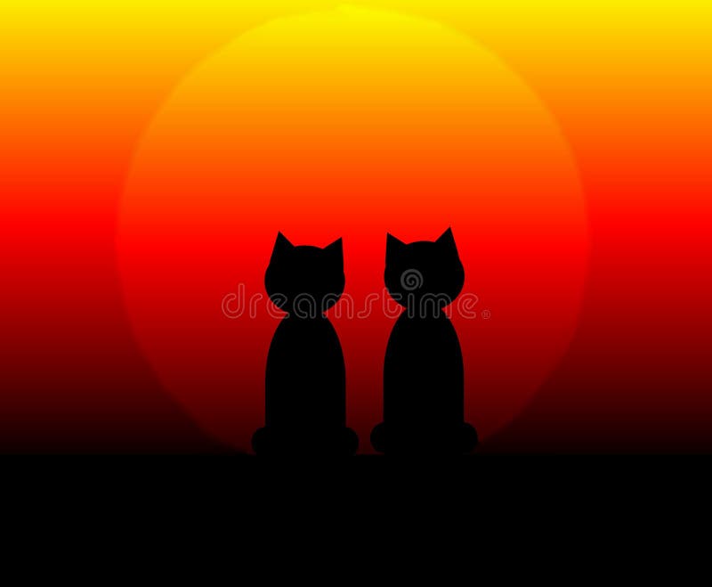 Cats at Sunset stock illustration. Illustration of evening - 595903
