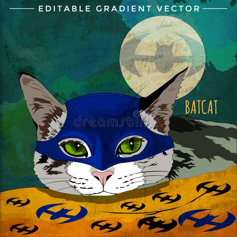 Cats superheroes. Bat Cat stock vector. Illustration of glamour - 71595196