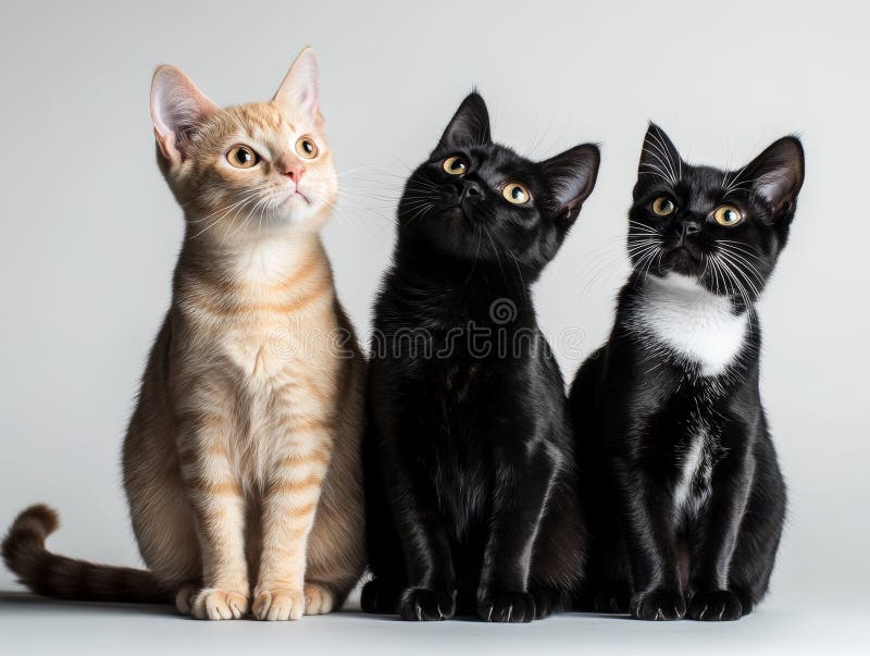 Cats Ten Different Breeds Sitting White Background Stock Photos - Free ...