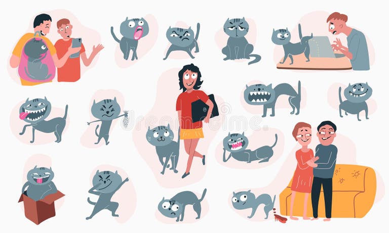 Cats Troll Faces stock vector. Illustration of punk - 288926562