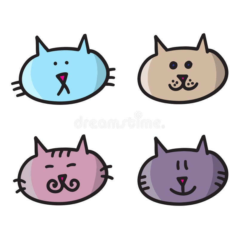 4 Cats stock vector. Illustration of white, landscape - 4375714