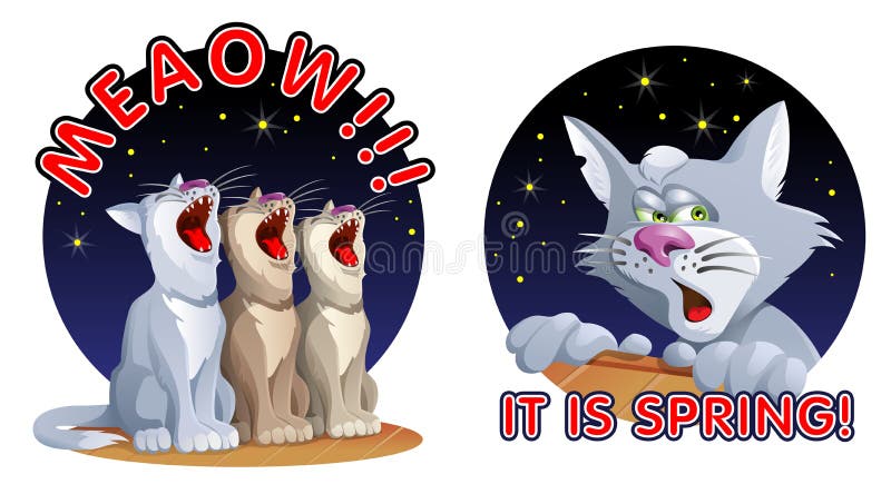 Cats welcoming spring stock vector. Illustration of romance - 87542640