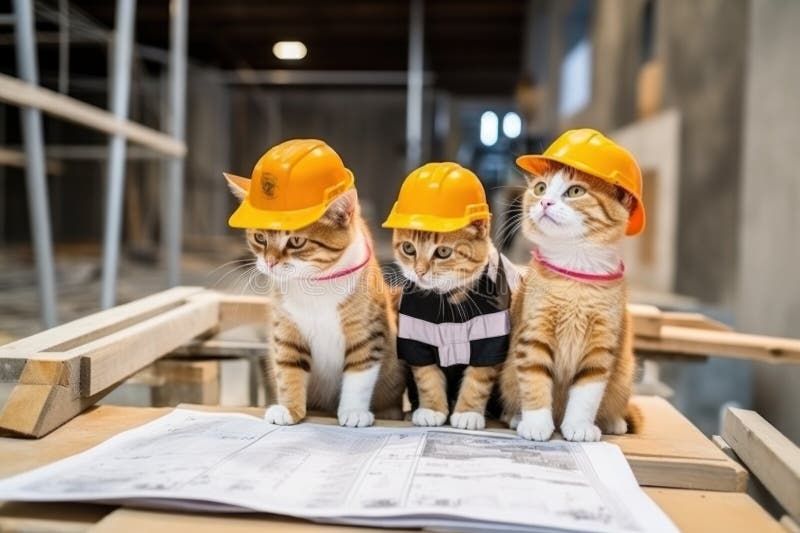 Cats are Working in Construction Site Wearing Job Clothes. Generative ...