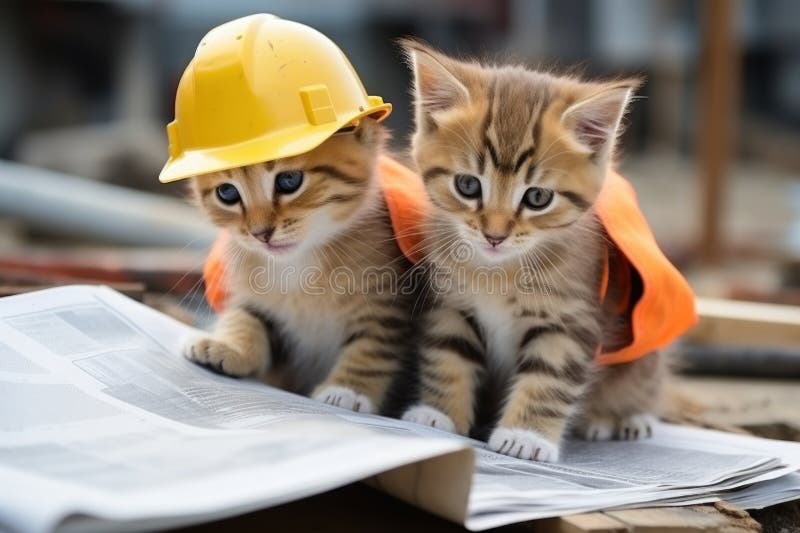 Cats are Working in Construction Site Wearing Job Clothes. Generative ...