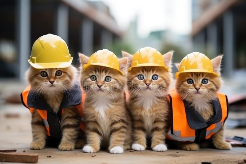 Cats are Working in Construction Site Wearing Job Clothes. Generative ...