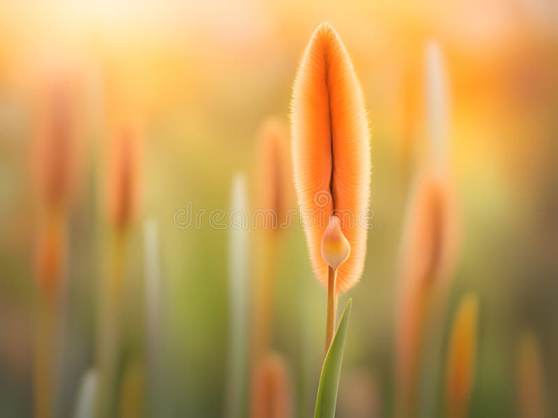 Cattail Flower in the Garden Stock Illustration - Illustration of bloom ...