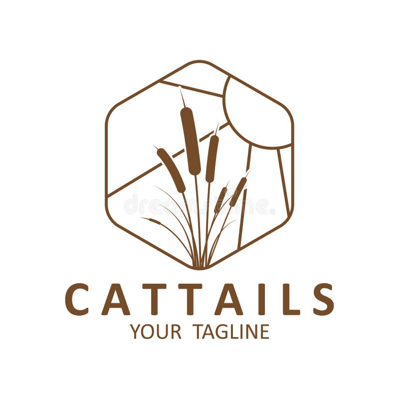 Cattail Grass Logo Vector Illustration Design Stock Vector ...