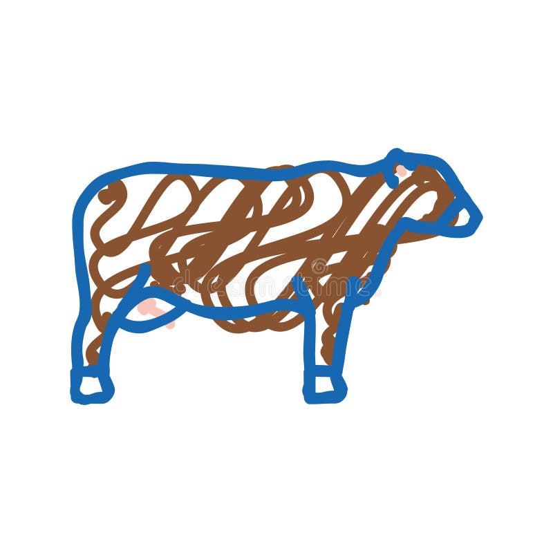 Cattle Beef Icon Doodle Illustration Stock Vector - Illustration of ...