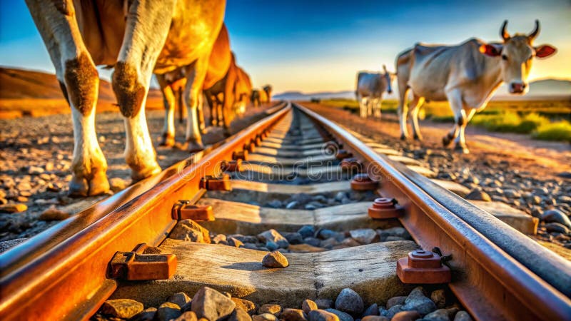Cattle Crossing at a Southern African Train Track a Hazardous ...