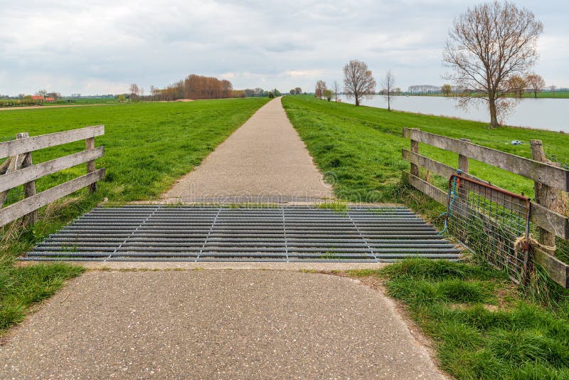 Cattle Grid in a Narrow Cycle and Walking Path Along a River in the ...