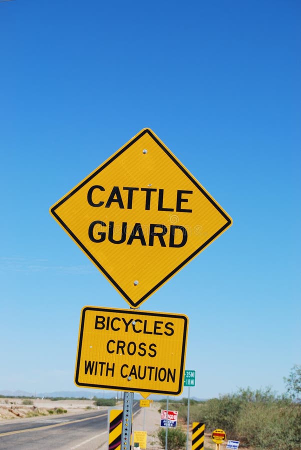 Cattle guard sign stock image. Image of yellow, notice - 46777381
