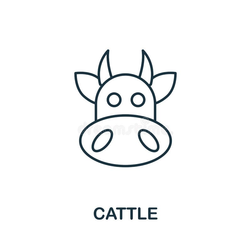 Cattle Icon. Thin Line Style Element from Farm Icons Collection Stock ...