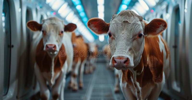 Cattle Inside a Modern Dairy Farm Stall Stock Image - Image of care ...