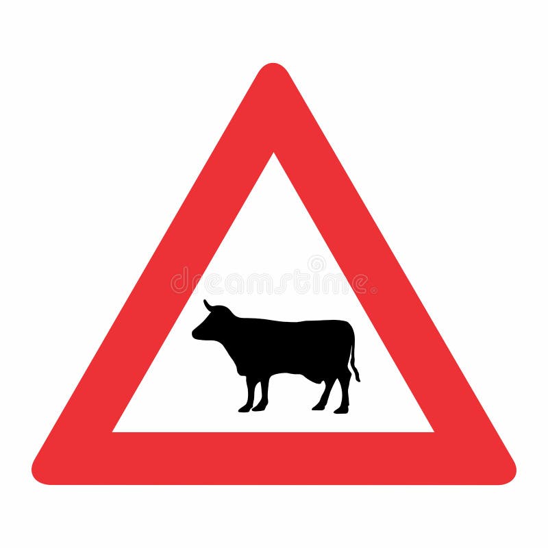 Cattle traffic sign stock vector. Illustration of panel - 176381508