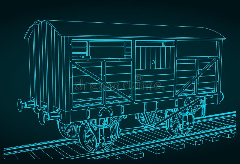 Cattle wagon stock vector. Illustration of road, train - 283633522