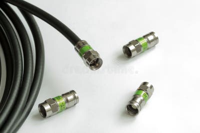 CATV Connectors and Coaxial Cable Stock Photo - Image of detail, coax ...