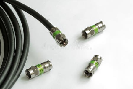CATV Connectors and Coaxial Cable Stock Photo - Image of detail, coax ...