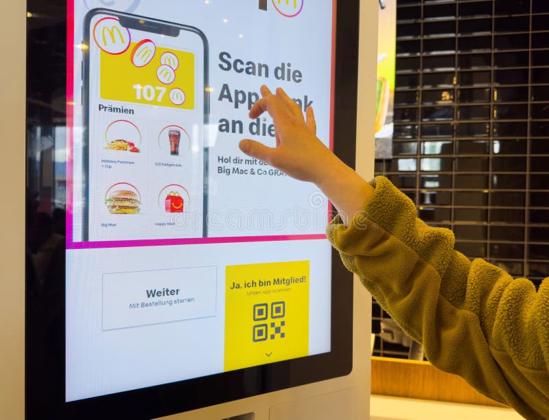 Ordering Food Using Digital Kiosk Touch Screen Interface Stock Photos ...