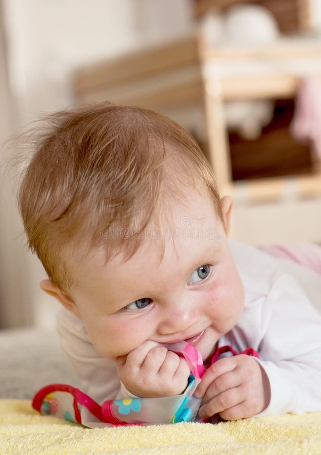 Caucasian baby with bib stock image. Image of baby, childhood - 33120881