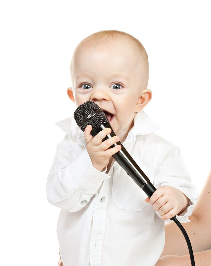 Caucasian Baby Boy With Microphone Royalty Free Stock Photo - Image ...