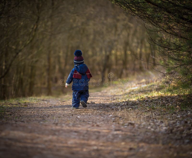 Caucasian Boy Playing Outdoor at Springtime Stock Image - Image of ...