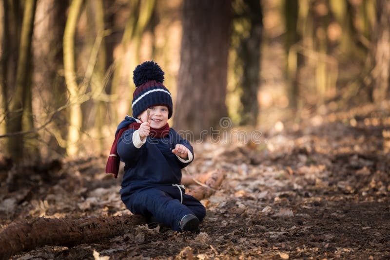 Caucasian Boy Playing Outdoor at Springtime Stock Image - Image of ...