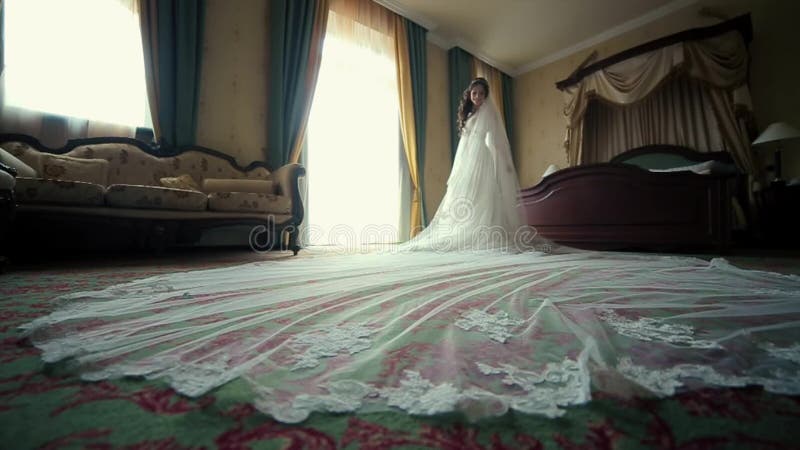 Caucasian Bride Besides the Window Stock Footage - Video of blinds ...