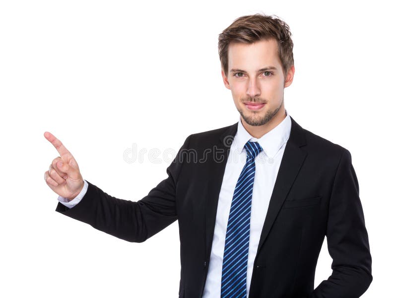 Caucasian Business Man with Finger Point Out Stock Photo - Image of ...