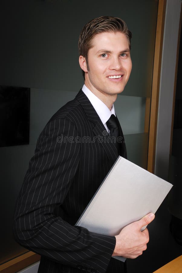Caucasian Business Man Holding a Book Stock Image - Image of white ...