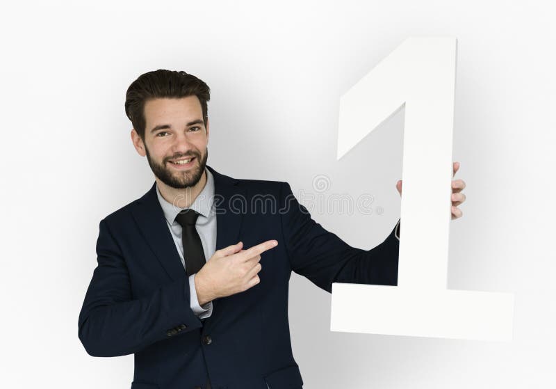 Caucasian Business Man Number One Concept Stock Photo - Image of people ...