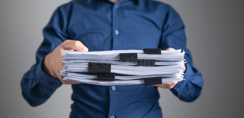 Caucasian Businessman Showing Pile of Documents Stock Illustration ...