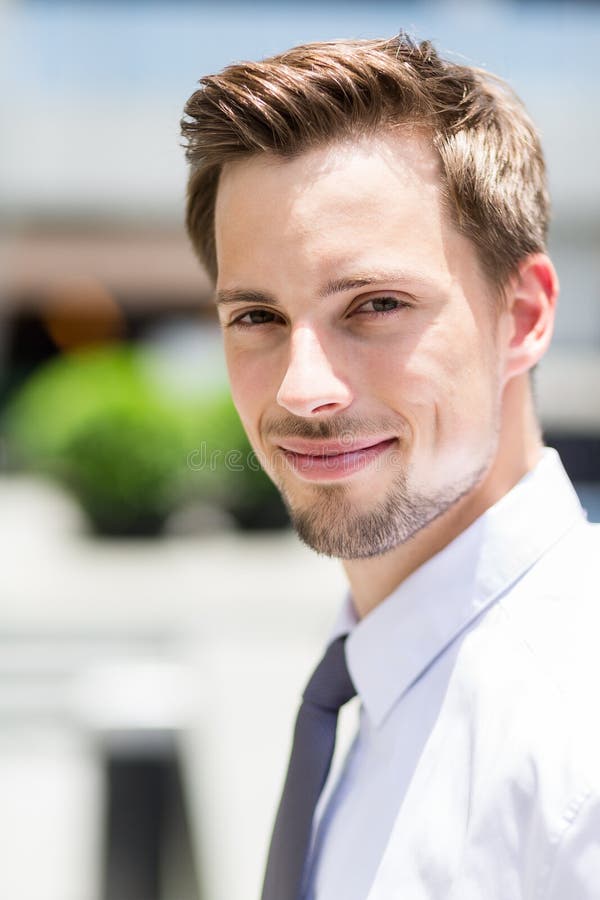 Caucasian Businessman Smile Stock Photo - Image of male, district: 55381306