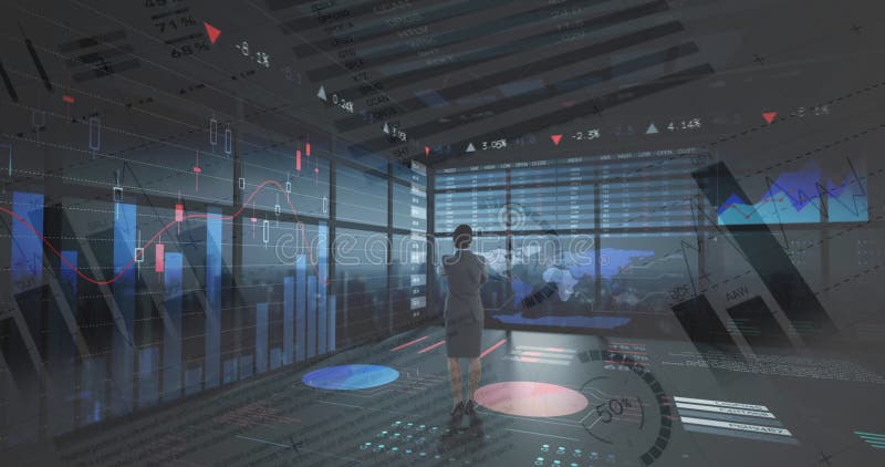 Caucasian Chef Wearing Suit, Analyzing Data on Futuristic Screens Stock ...