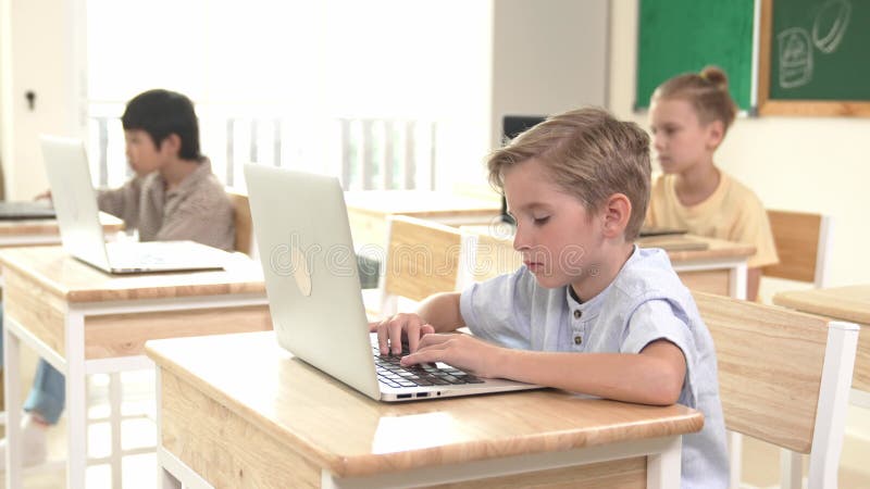 Caucasian Child Programing Software System and Learning about Coding ...