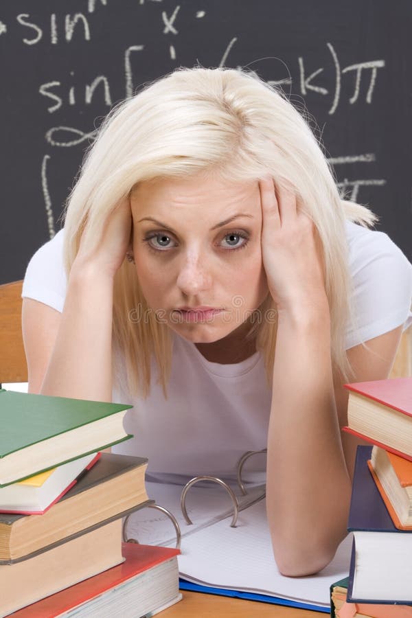 Sad Student stock photo. Image of homework, girl, male - 29637570