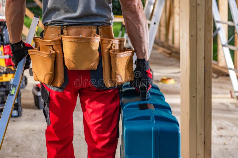 Construction Contractor Moving His Equipment and Tools Stock Photo ...