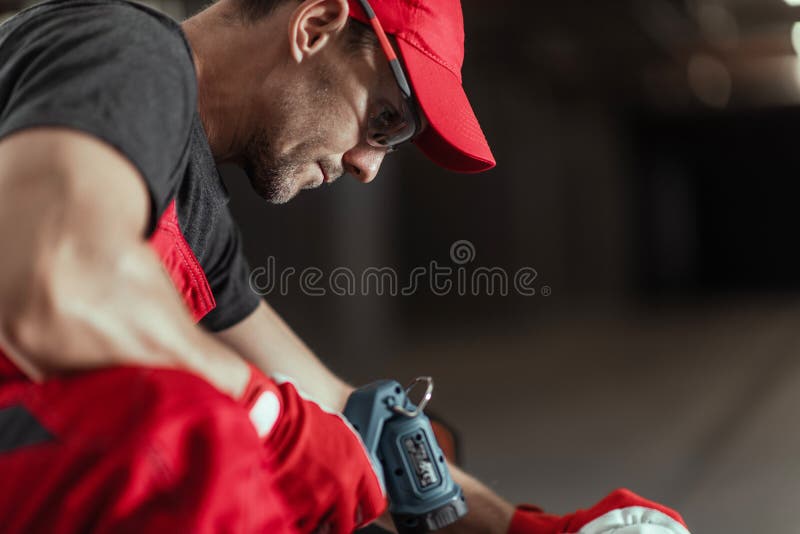 Contractor Worker Looking for Right Tools Stock Photo - Image of ...