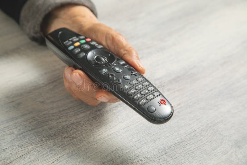 Caucasian Elderly Female Hand with a Tv Remote Controller Stock Photo ...