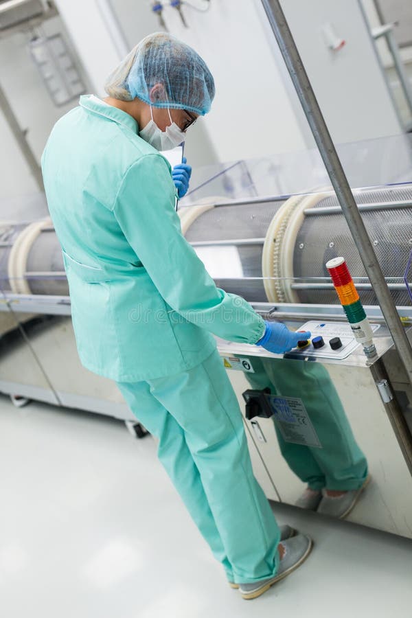 Factory Worker Stand, Work with Control Panel Stock Image - Image of ...