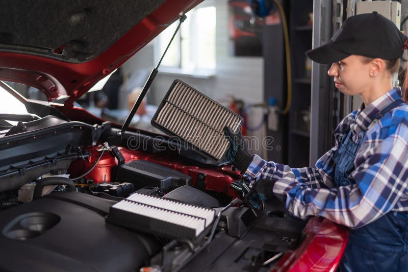 A Mechanic Changes the Cabin Air Filter of a Car. Stock Photo - Image ...