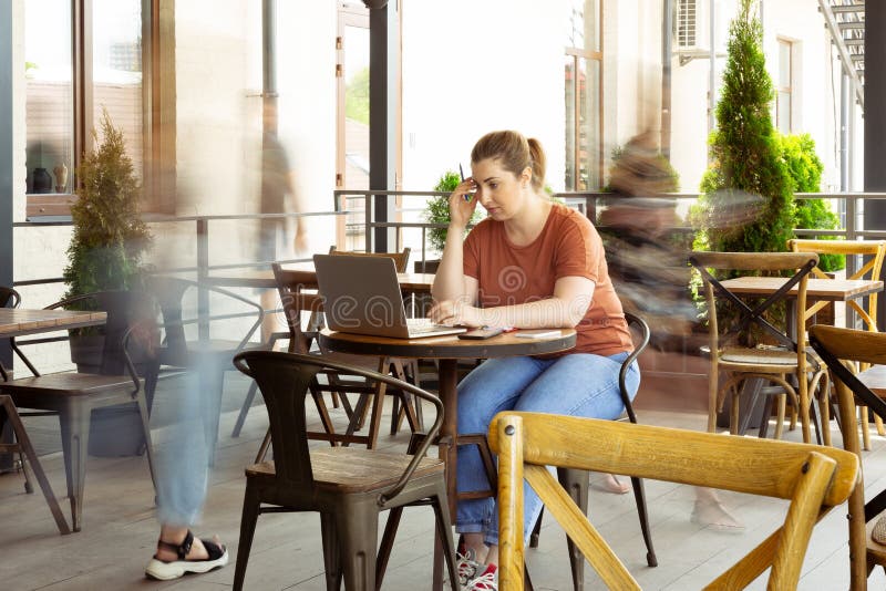 Caucasian Female Inclusive Plus-size Model in Her daily Routine ...