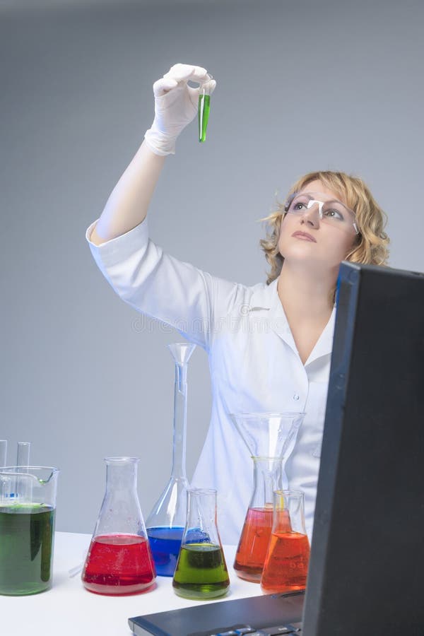 Caucasian Female Laboratory Worker during the Test Stock Photo - Image ...